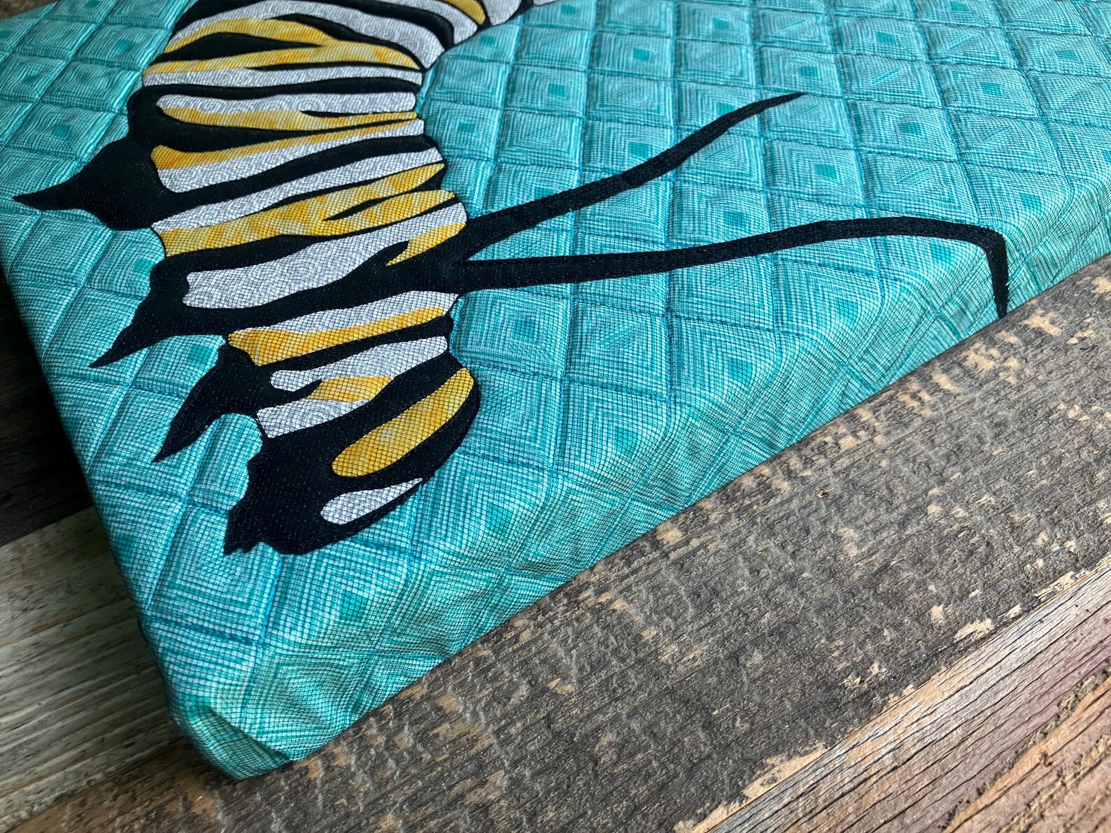 Monarch Butterfly CATERPILLAR Large Wall Art Quilt Canvas Aqua ...