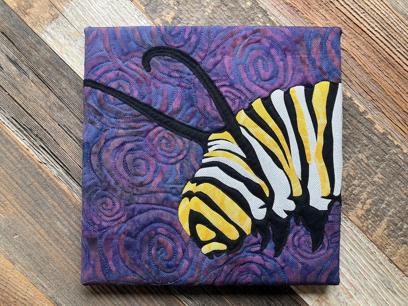 Monarch Butterfly CATERPILLAR Wall Art Quilt Canvas Purple INSECT Bug ...