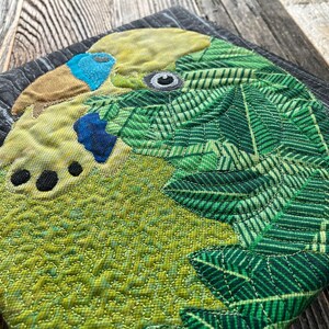 Budgie GREEN Budgerigar Wall Art Quilt Canvas PARAKEET Parrot Decor ...