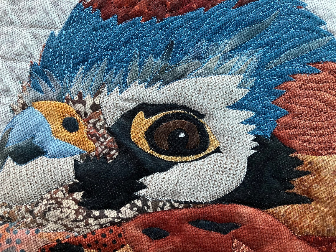 American Kestrel Wall Art Quilt Canvas FALCON Textile Fabric Decor ...