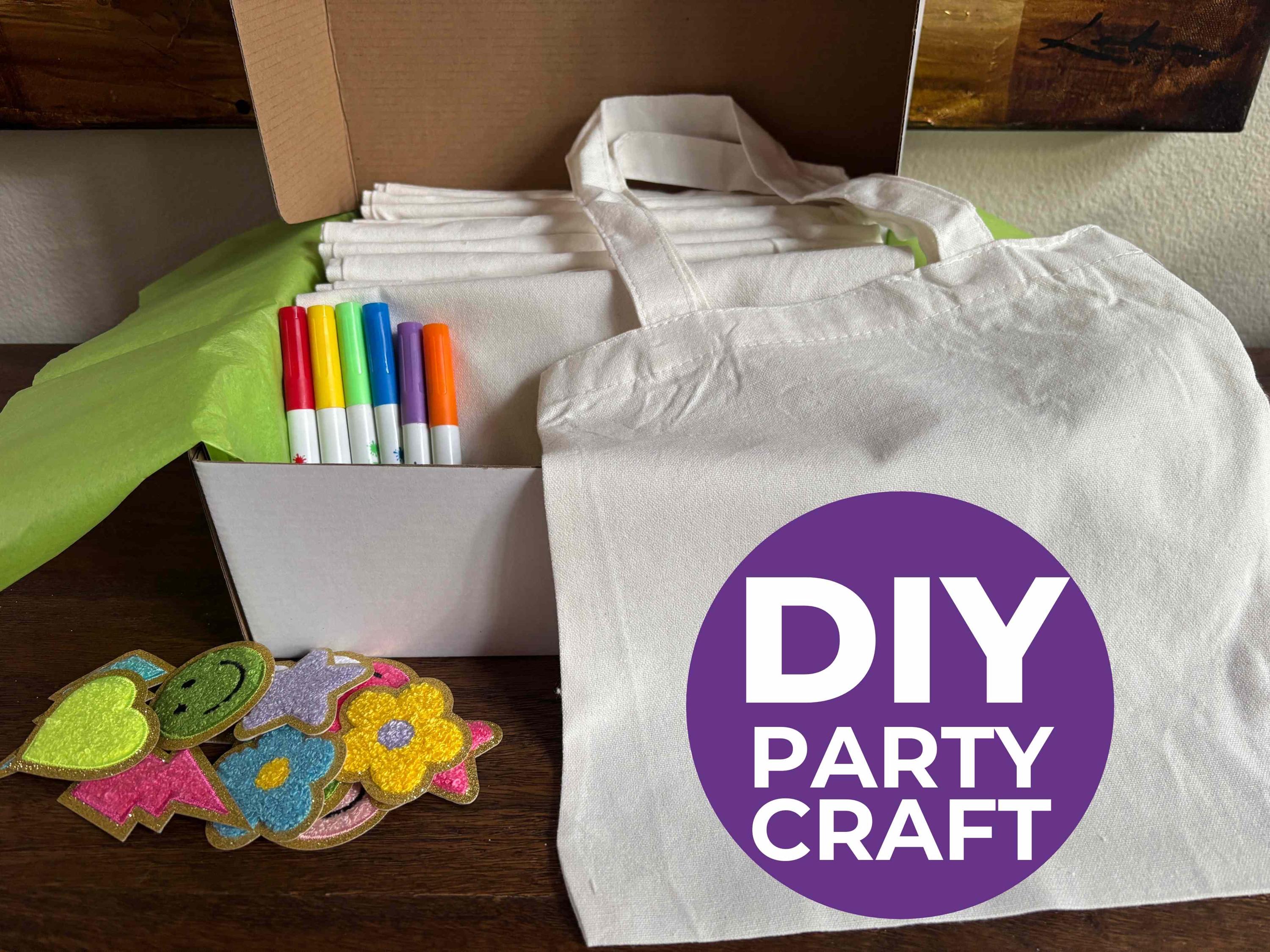 Kids Craft Box DIY Tote Bag Decorating Kit for Parties and Goodie Bags ...