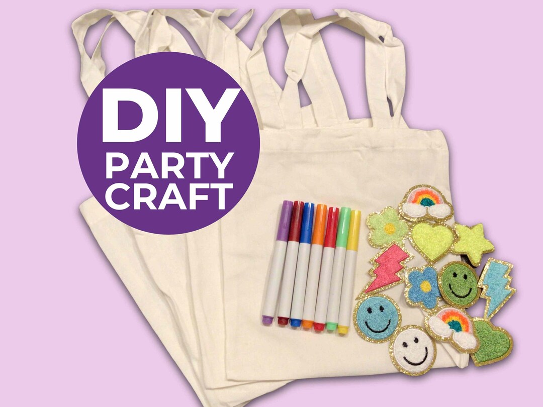 Birthday Party Craft Box DIY Tote Bag Decorating Kit for Parties and ...
