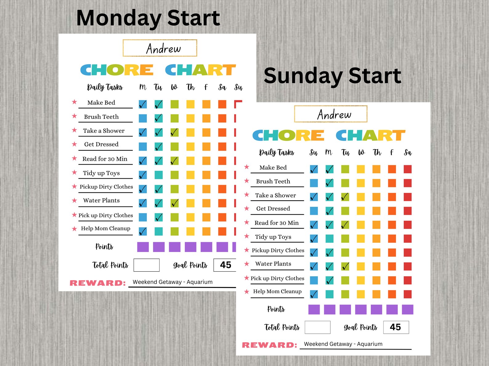 Editable Kids Chore Charts Children Daily Planner Charts for Kids Daily ...