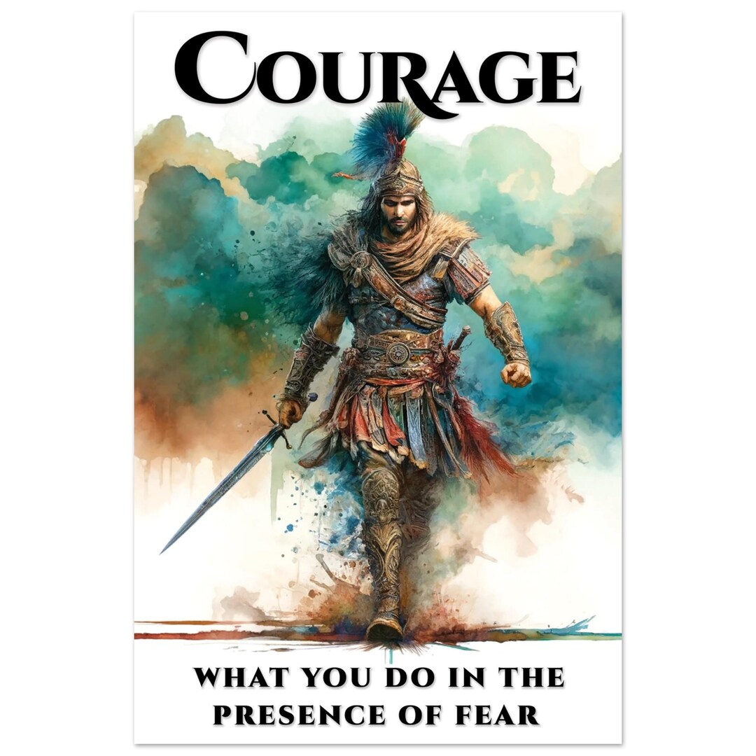 Courage Warrior Poster – Motivational Wall Art for Gym, Office & Gamer ...
