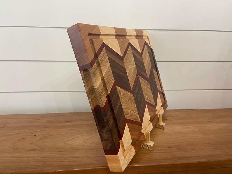 Handcrafted Edge Grain Chevron Pattern Cutting Board Maple, Cherry ...