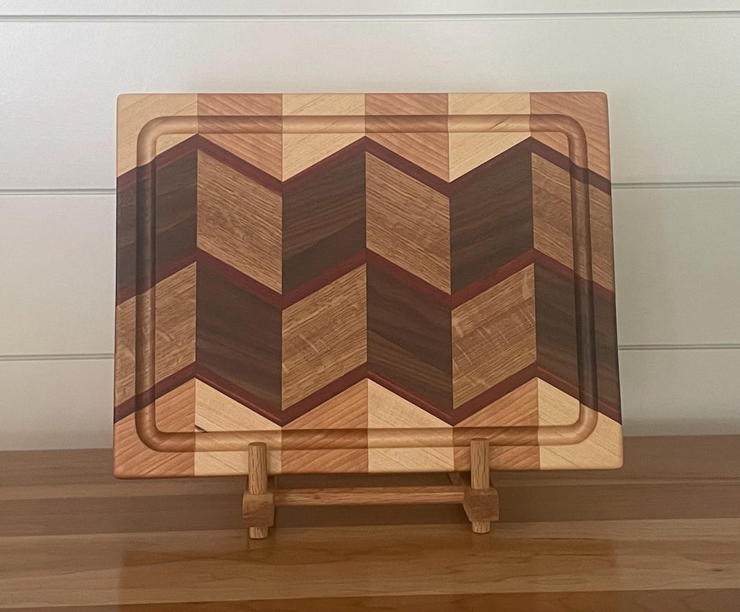 Handcrafted Smaller Sized Edge Grain Chevron Pattern Cutting Board ...