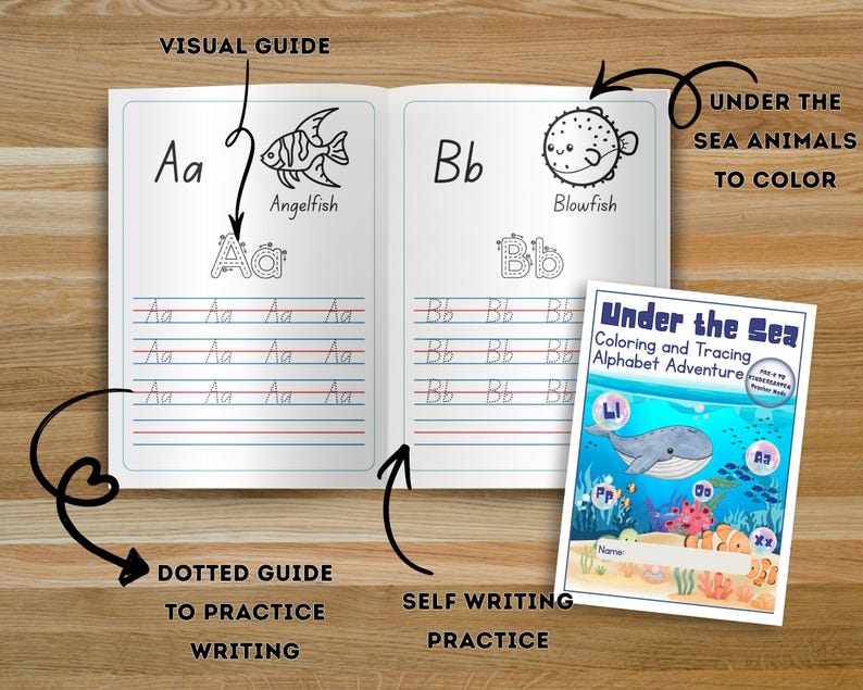 Under the Sea Alphabet Tracing Workbook | Preschool Kindergarten (PDF ...