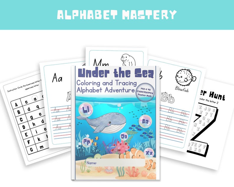 Under the Sea Alphabet Tracing Workbook | Preschool Kindergarten (PDF ...