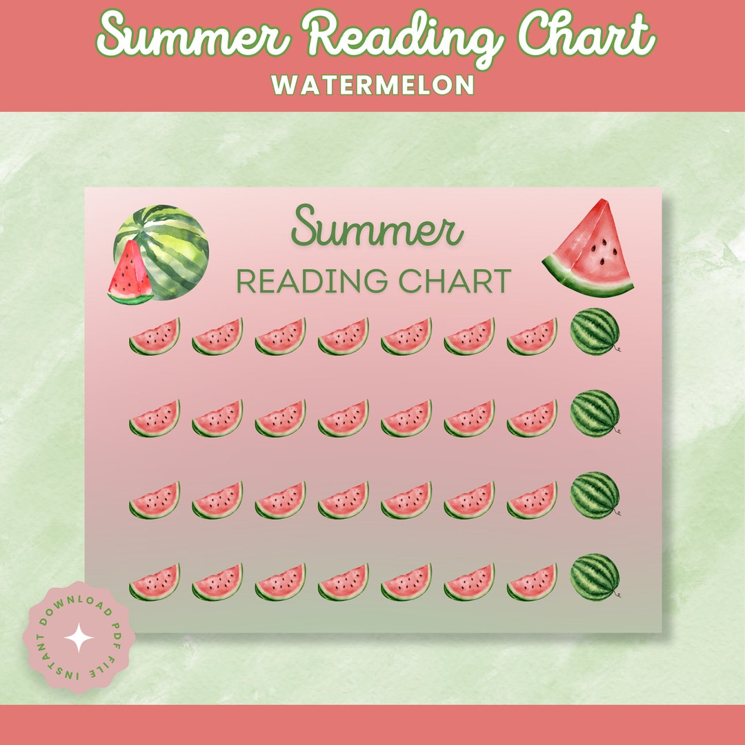 Summer Reading Chart for Kids, Summer Reading Log, Summer Reading Chart ...