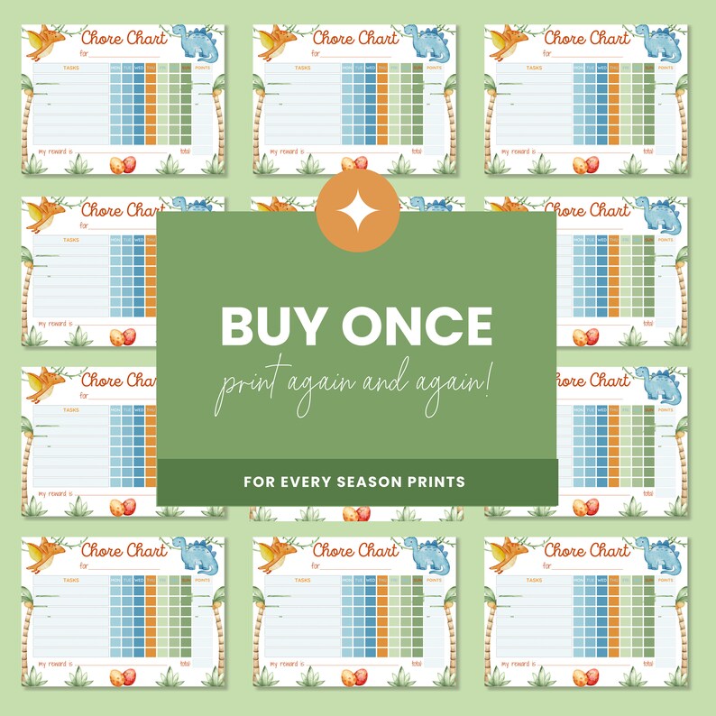 Dinosaur Chore Chart for Kids: Printable Weekly Routine (PDF) - Etsy