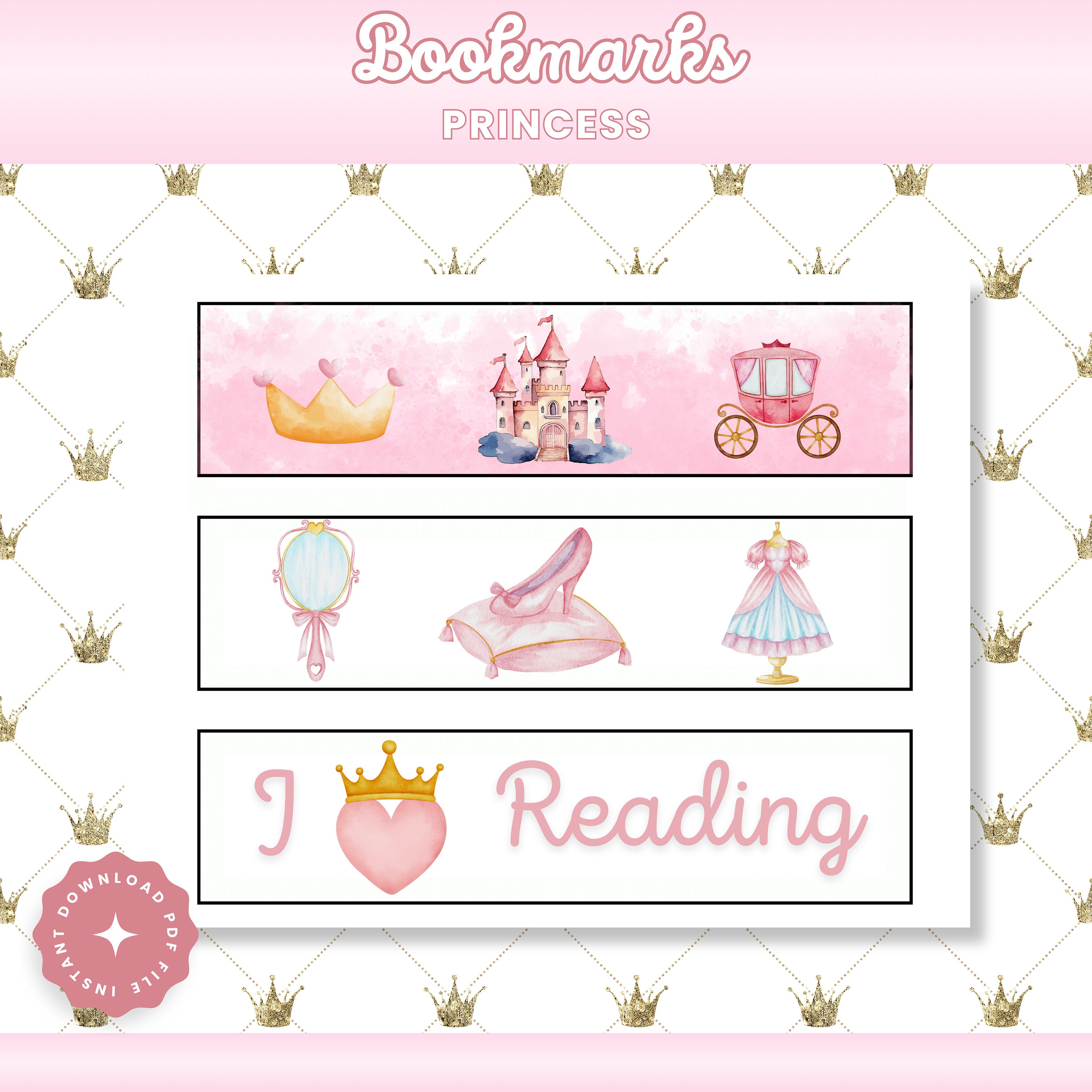 Princess Printable Bookmarks for Kids: Reading Tracker (digital ...