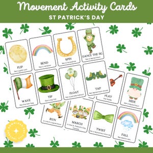 Movement Flash Cards, St. Patrick's Day Movement Cards, Flash Cards, St ...