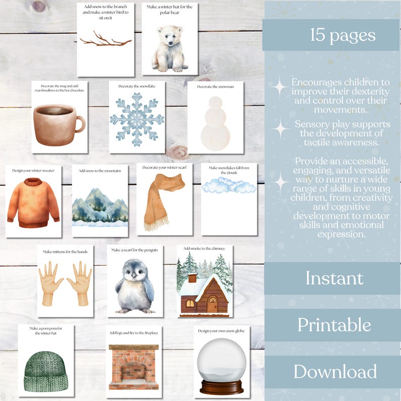 15 Winter Playdough Mats, Printable Play Doh Mat, Busy Book, Winter ...