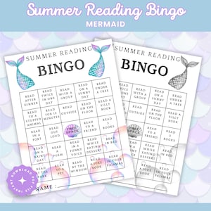 Mermaid Summer Reading Bingo for Kids: Printable Book Tracker (digital ...