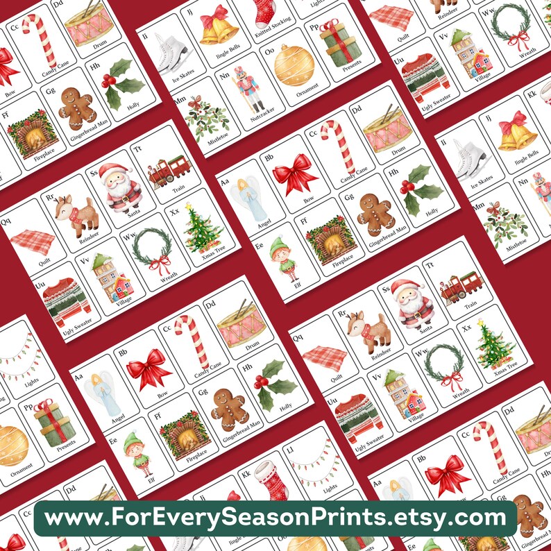 Christmas Alphabet Flash Cards: Holiday Learning Game (digital Download ...