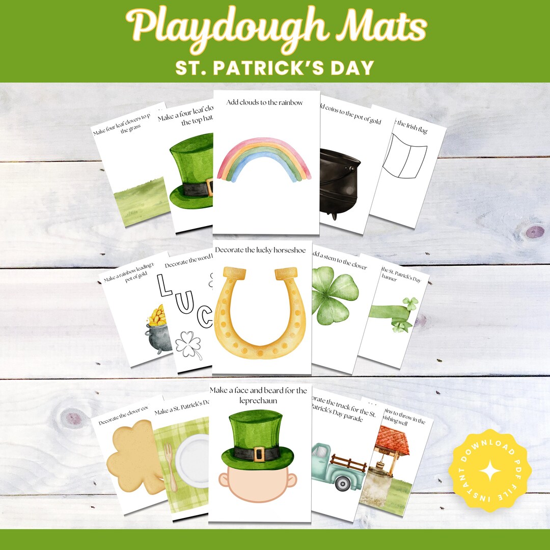 15 St. Patrick's Day Playdough Mats, Printable Play Doh Mat, Busy Book ...