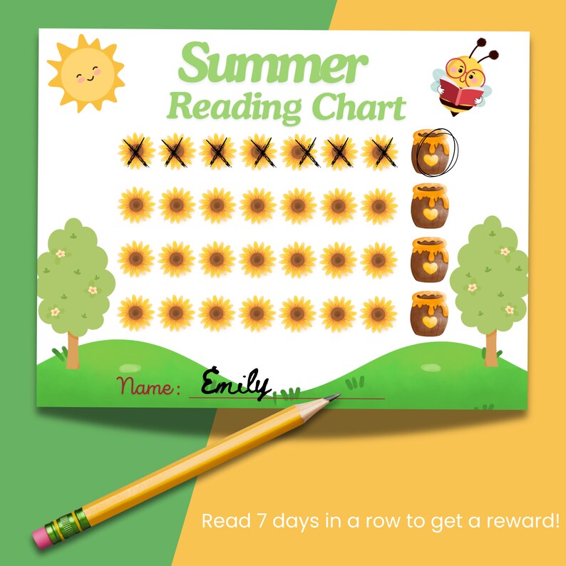 Summer Reading Chart for Kids, Summer Reading Log, Summer Reading Chart ...