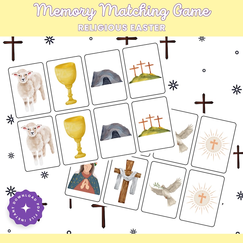 Religious Easter Memory Matching Game: Printable Flash Cards (digital ...