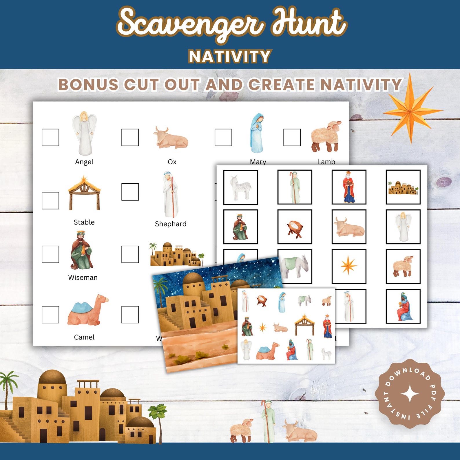 Nativity Scavenger Hunt, Nativity Printable, Nativity Game, Christmas ...
