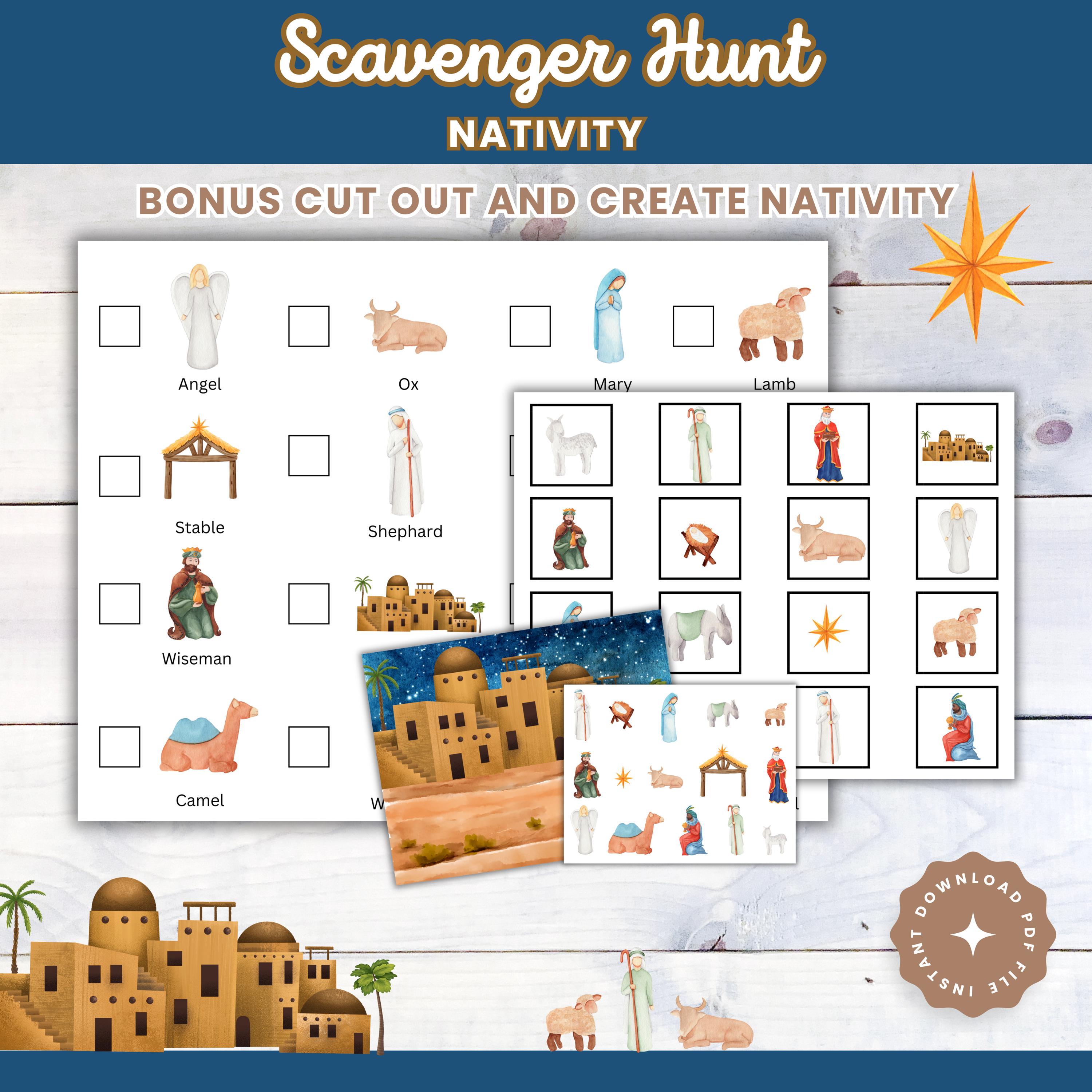 Nativity Scavenger Hunt, Nativity Printable, Nativity Game, Christmas ...