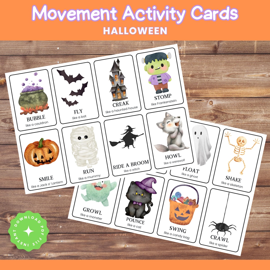 Halloween Movement Cards: Printable Activity Game (digital Download) - Etsy