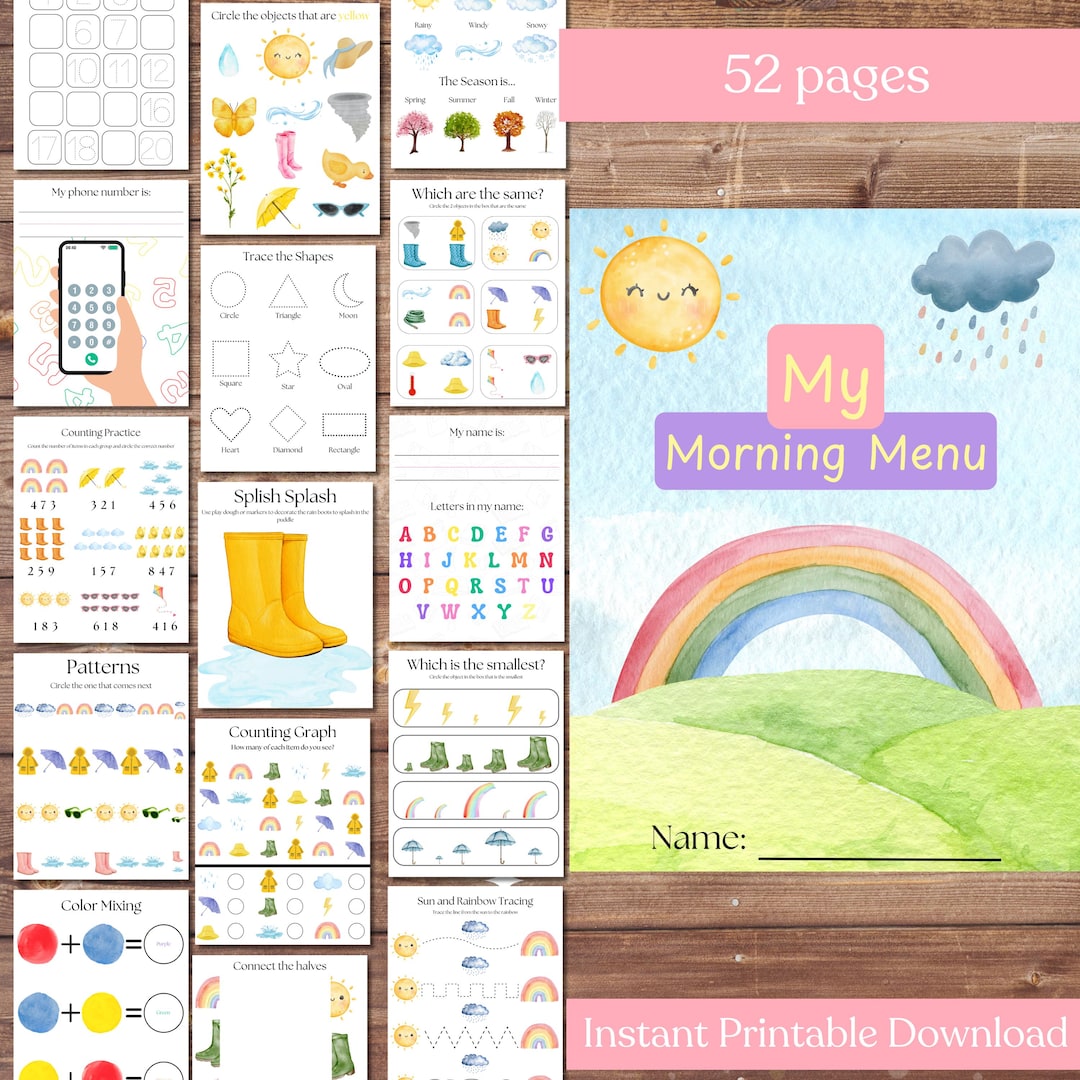 Preschool Morning Menu: Sunshine & Rainbow Theme (digital Download) - Etsy