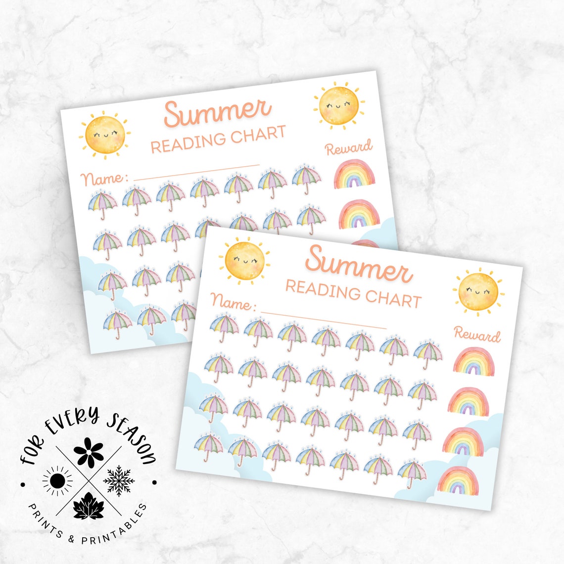 Summer Reading Chart for Kids, Summer Reading Log, Summer Reading Chart ...