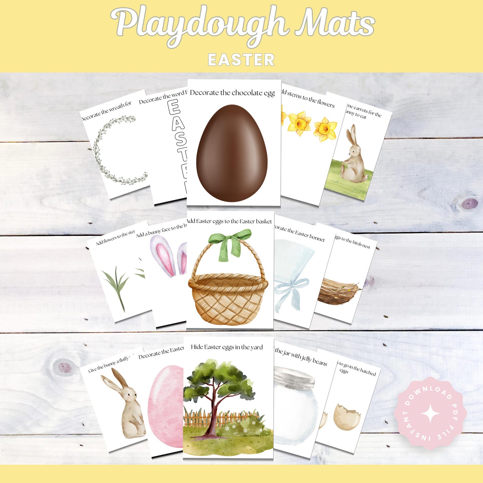 15 Easter Playdough Mats, Printable Play Doh Mat, Busy Book, Easter ...