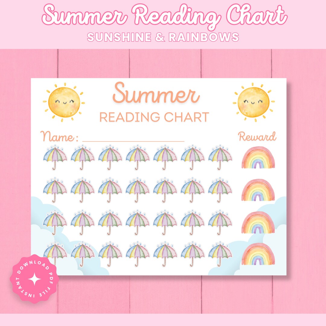 Summer Reading Chart for Kids, Summer Reading Log, Summer Reading Chart ...