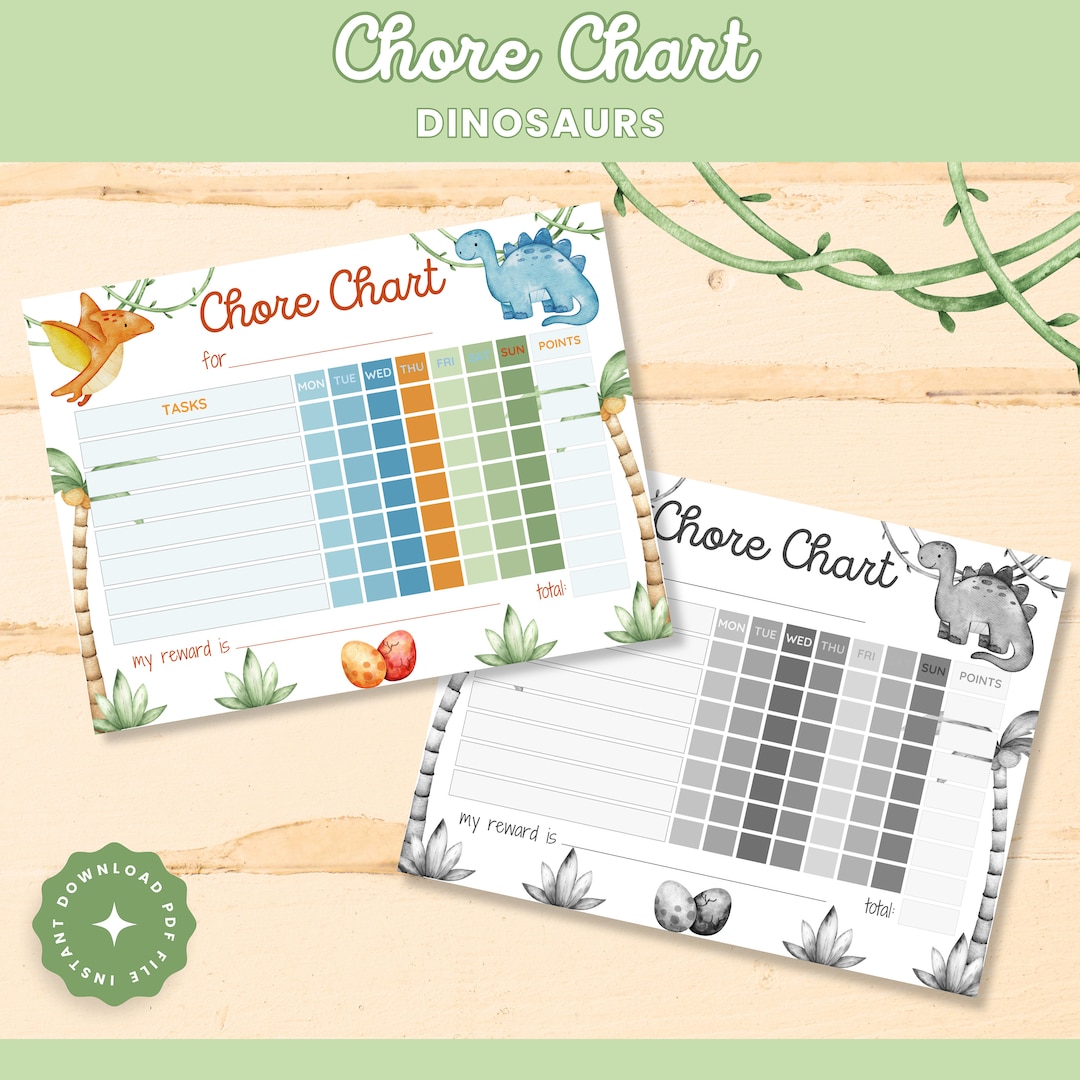 Dinosaur Chore Chart for Kids: Printable Weekly Routine (PDF) - Etsy
