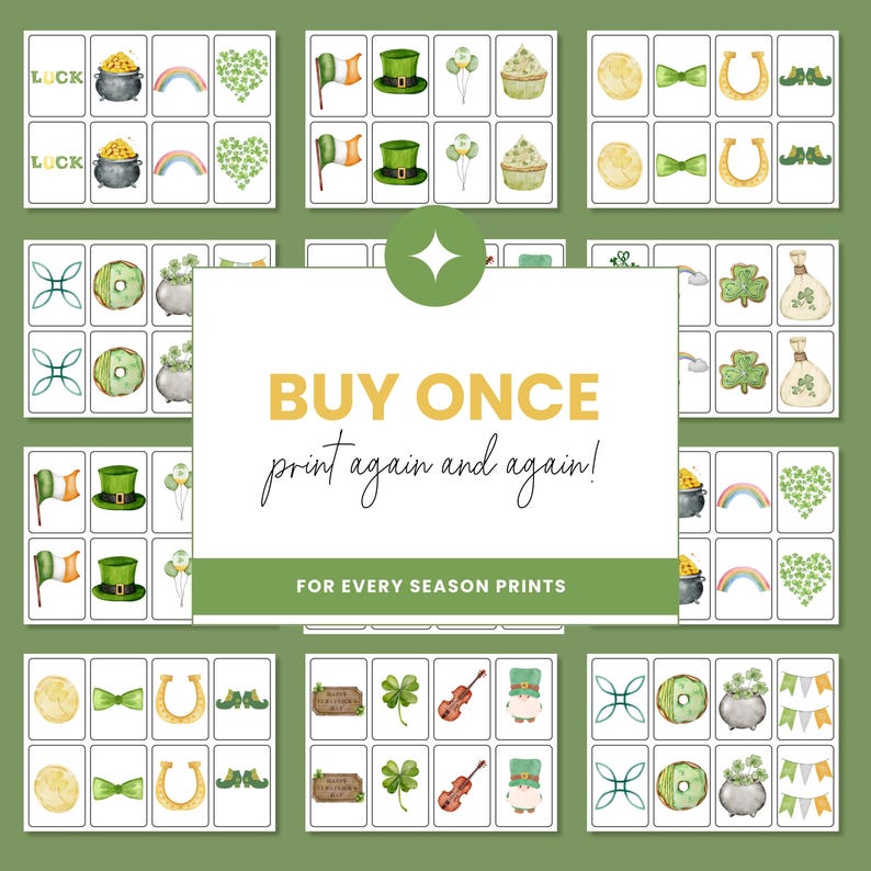 St Patrick's Day Memory Matching Game: Printable Flashcards (digital ...