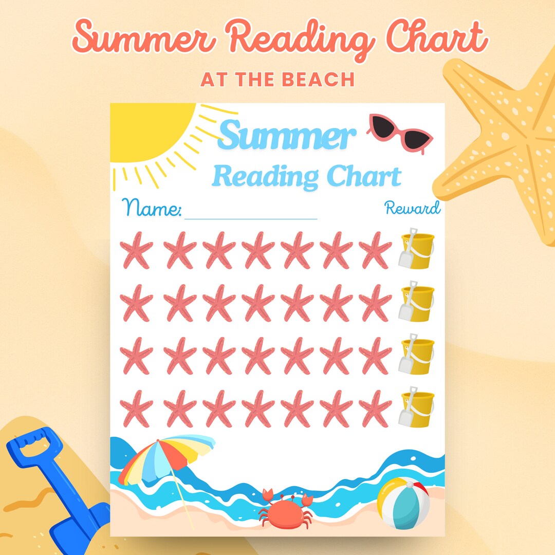Summer Reading Chart for Kids: Beach Theme Tracker (digital Download ...