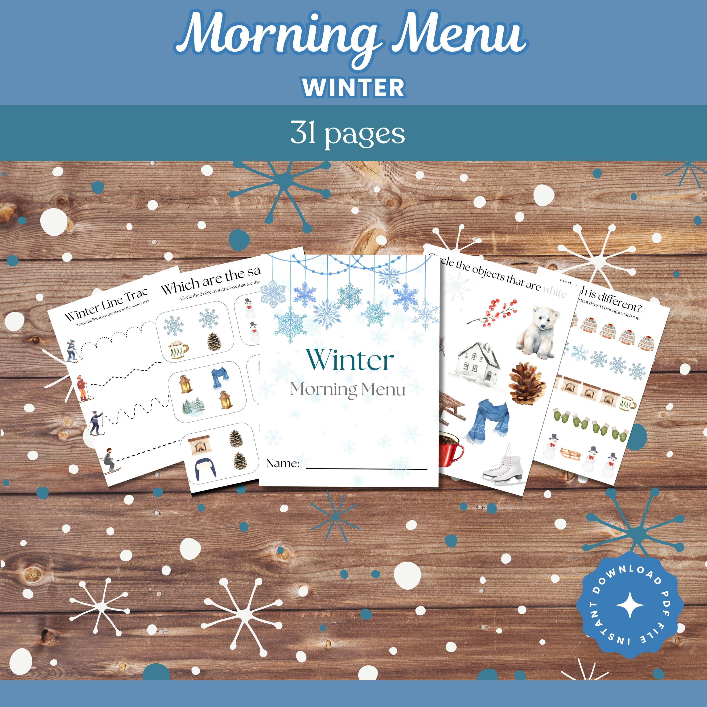 Prek Morning Menu, Winter Morning Menu, Toddler Busy Book, Morning ...