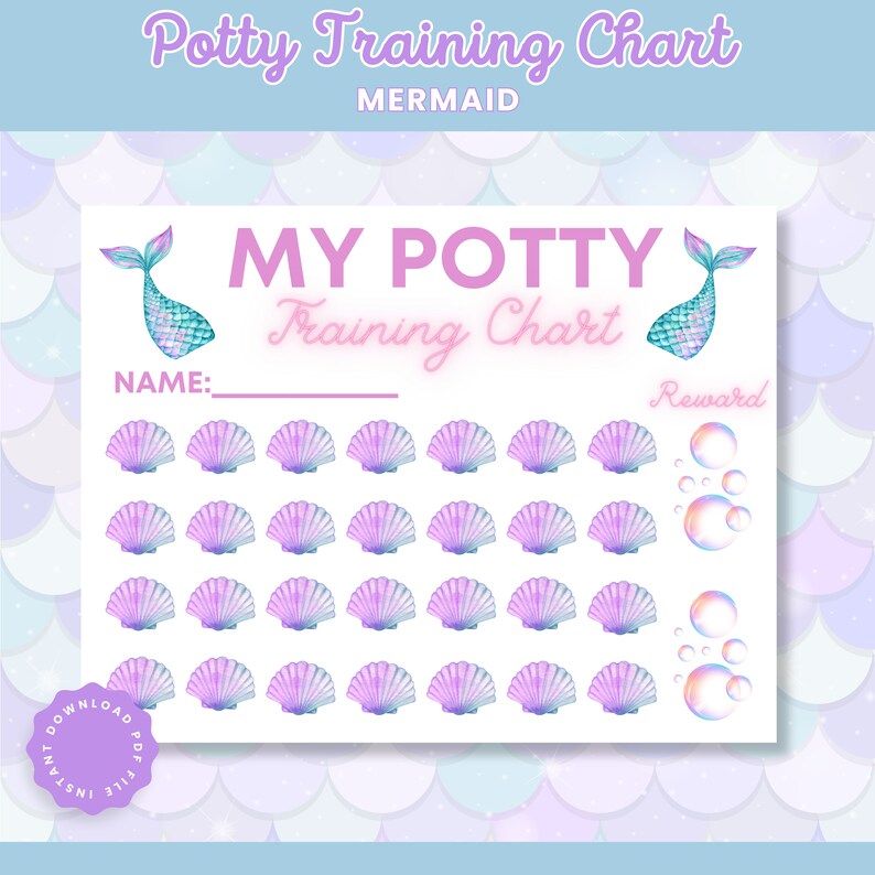Mermaid Potty Training Chart: Kids Reward Tracker (digital Download) - Etsy