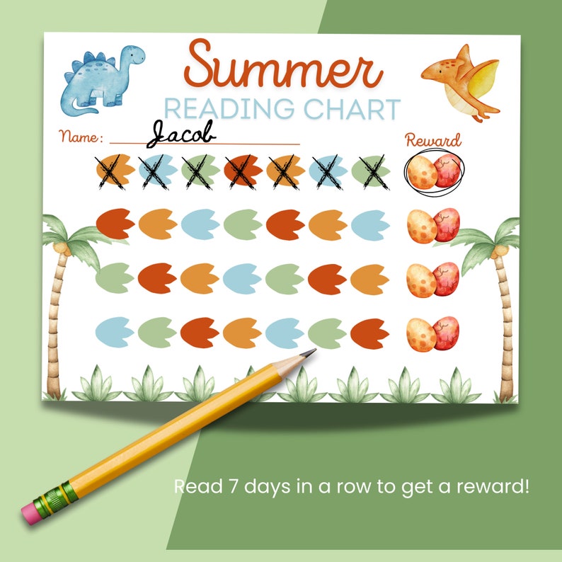 Summer Reading Chart for Kids, Summer Reading Log, Summer Reading Chart ...