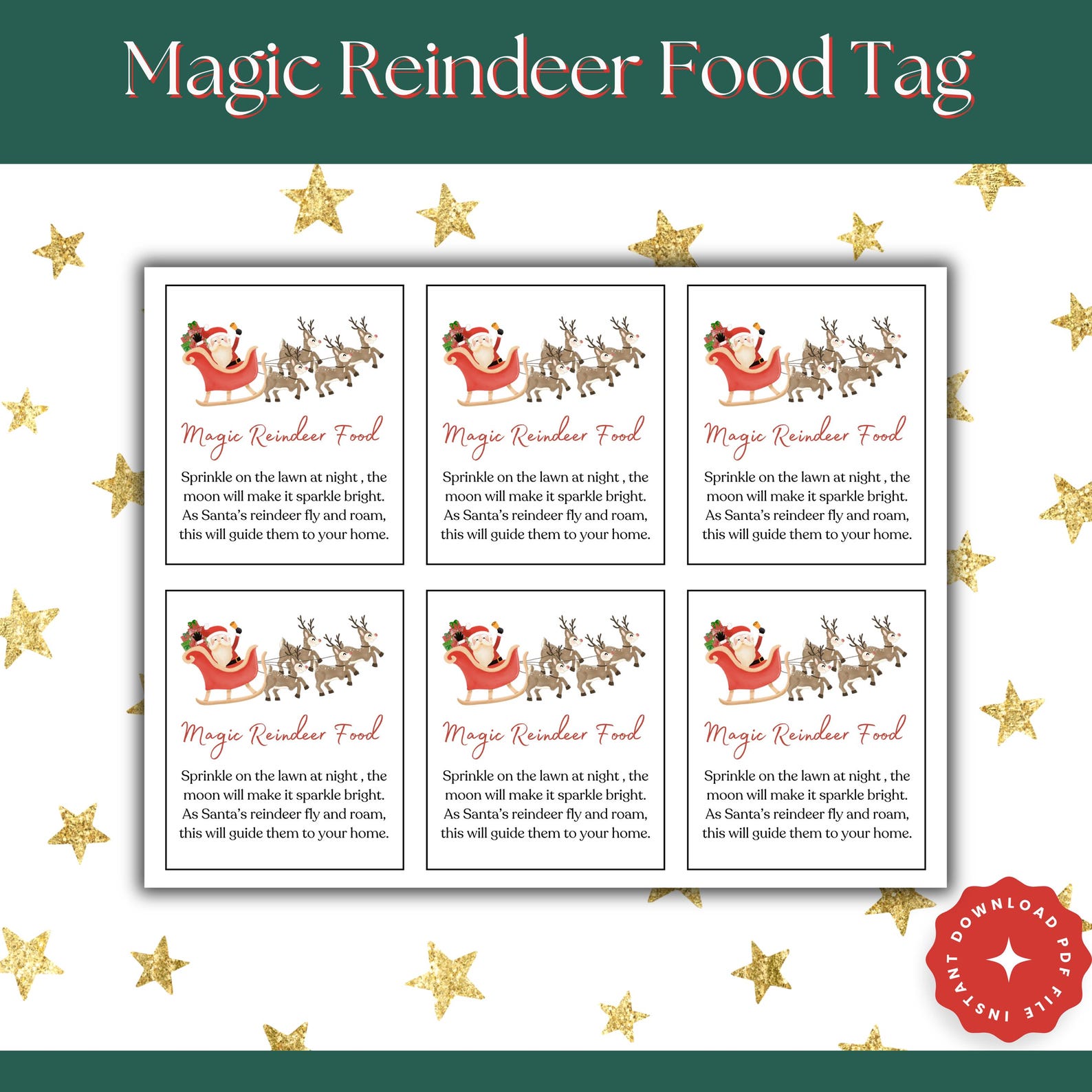 Reindeer Food Tag, Magical Reindeer Food, Reindeer Food Poem, Reindeer ...