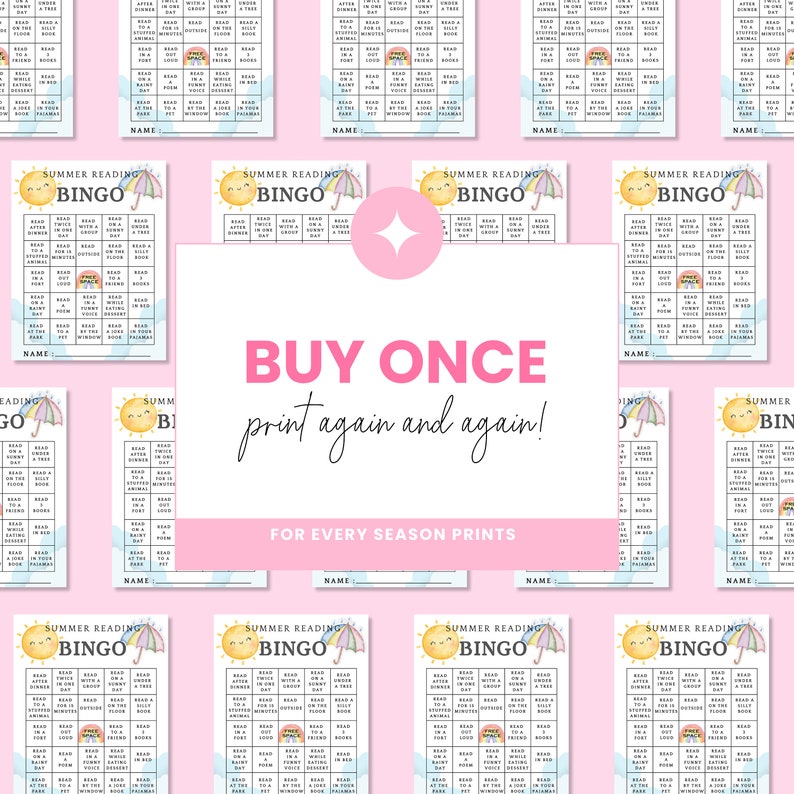 Summer Reading Bingo, Book Tracker, Reading Journal, Bingo Cards ...