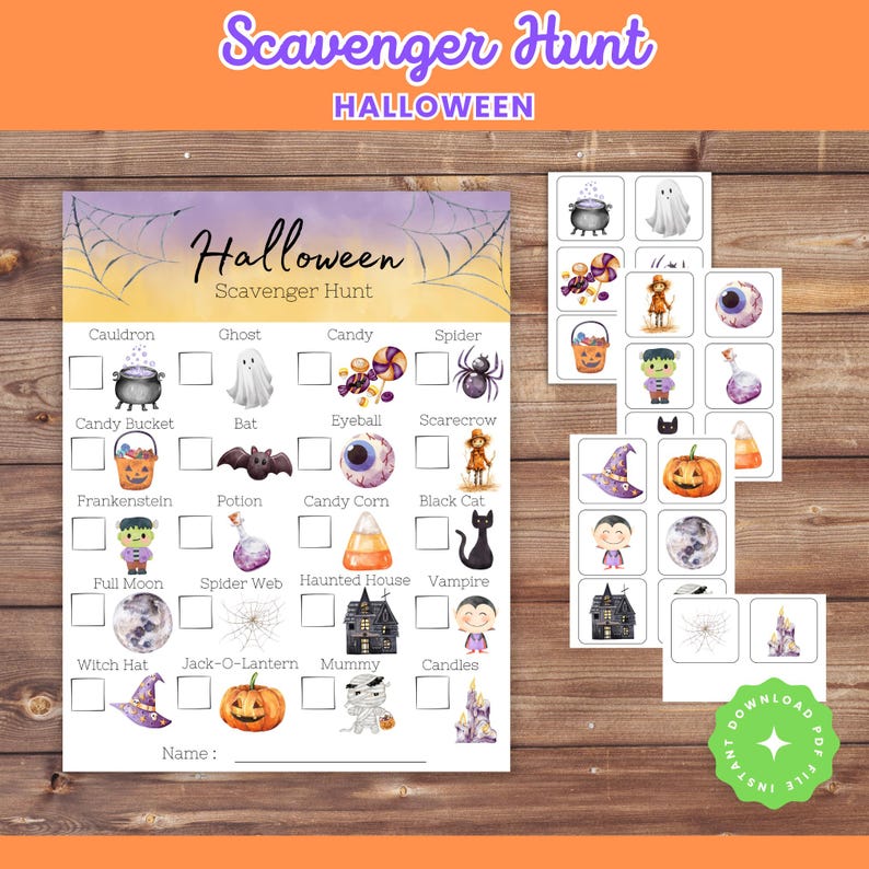 Halloween Scavenger Hunt for Kids: Printable Treasure Hunt (PDF ...