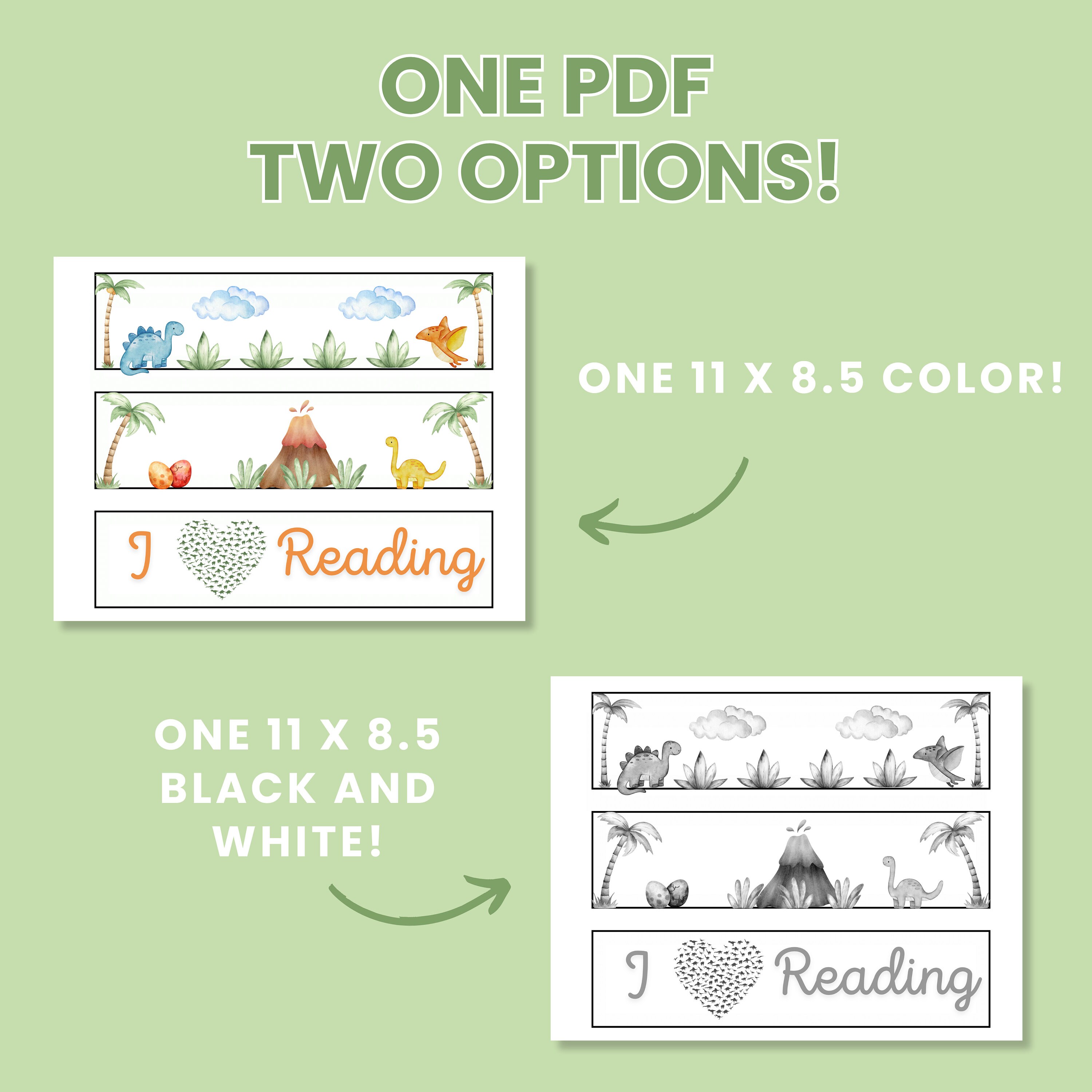 Dinosaur Printable Bookmarks for Kids: Reading Tracker (digital ...