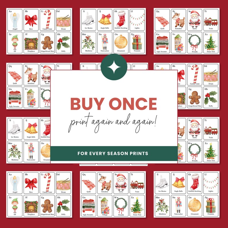 Christmas Alphabet Flash Cards: Holiday Learning Game (digital Download ...