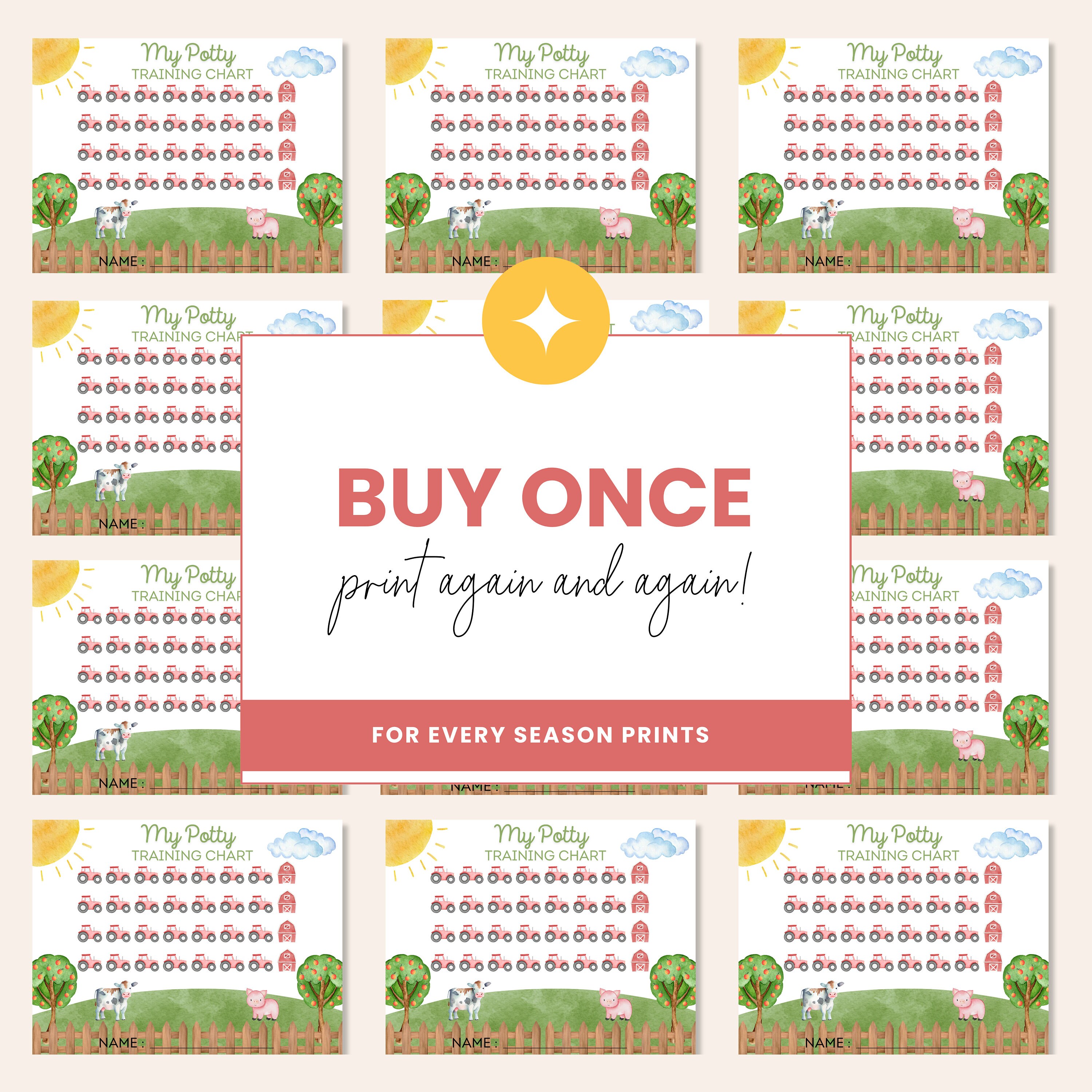 Potty Training Chart, Potty Training Tracker for Kids, Potty Training ...