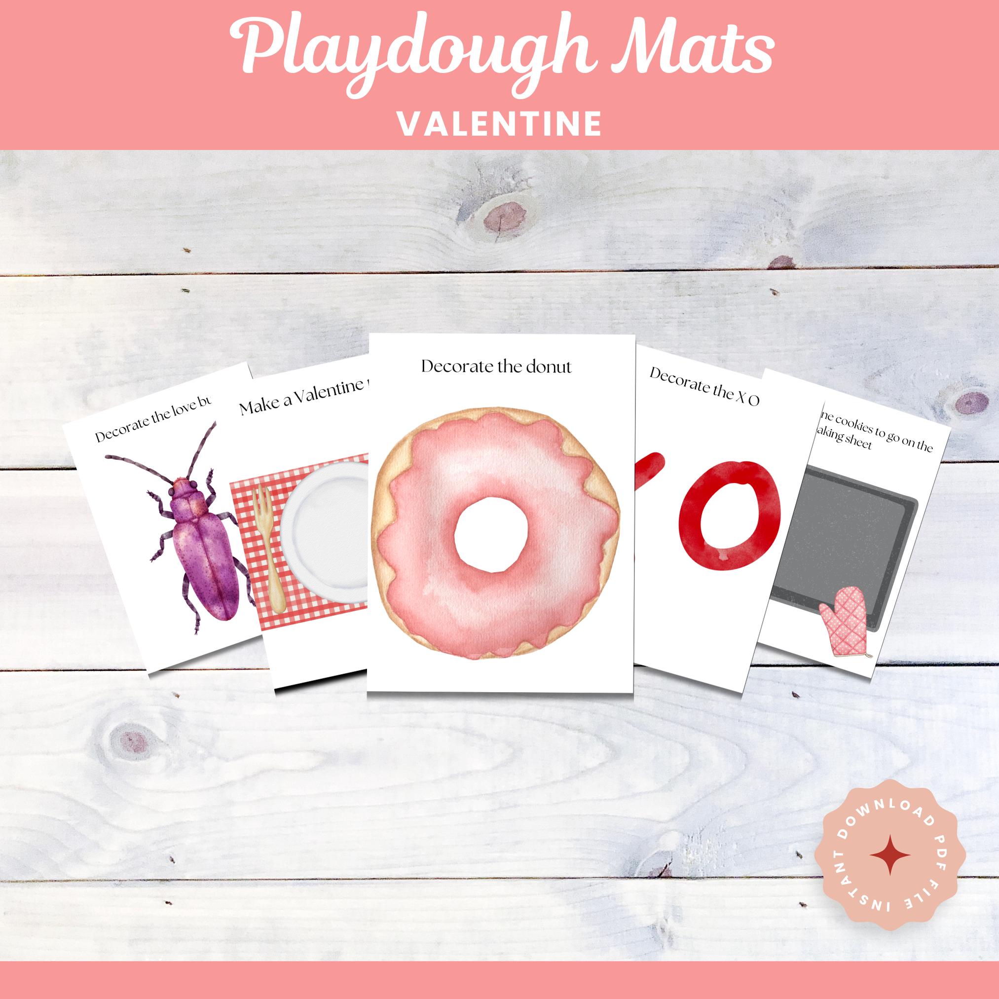 15 Valentine Playdough Mats, Printable Play Doh Mat, Busy Book ...
