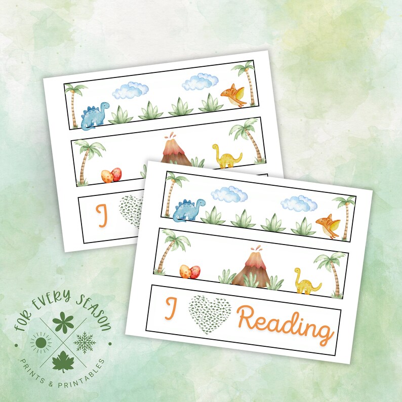 Dinosaur Printable Bookmarks for Kids: Reading Tracker (digital ...