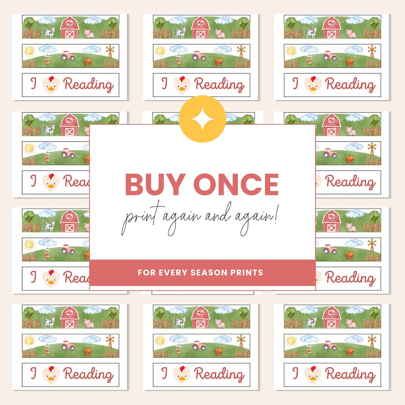 Printable Bookmarks for Kids: Farm Animals Reading Tracker (digital ...