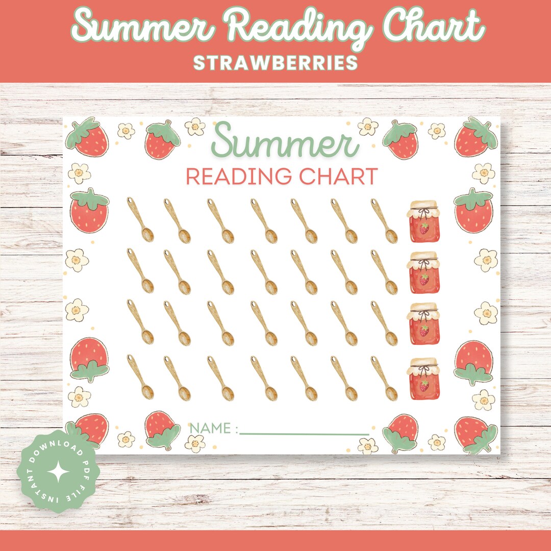Summer Reading Chart for Kids, Summer Reading Log, Summer Reading Chart ...