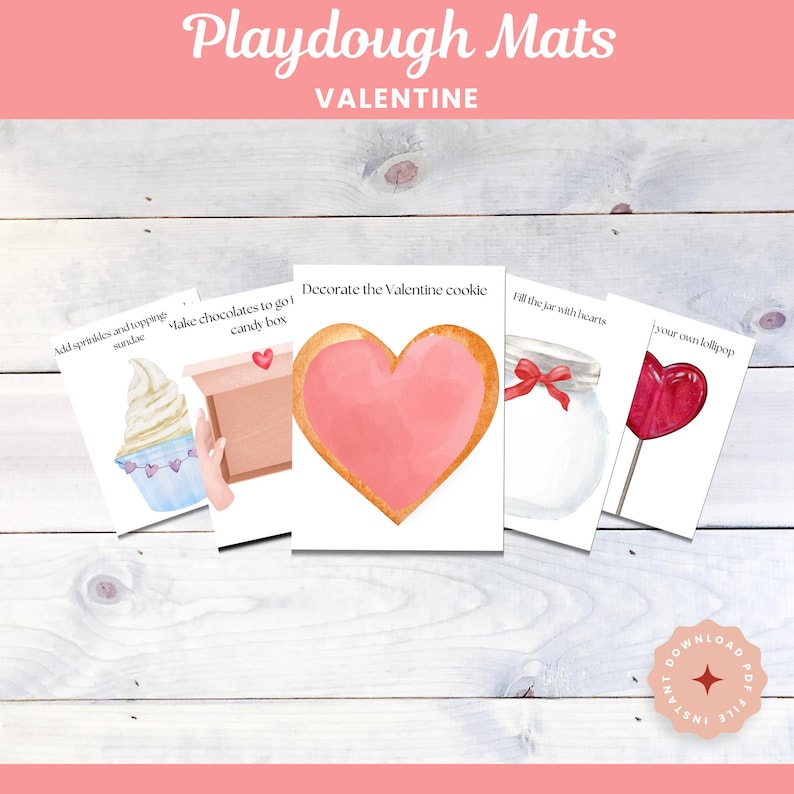 15 Valentine Playdough Mats, Printable Play Doh Mat, Busy Book ...