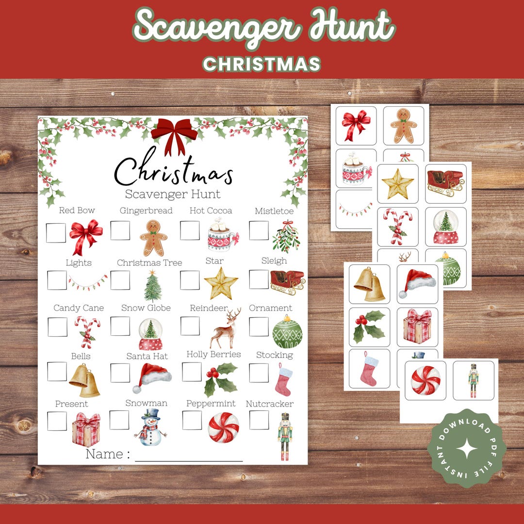 Christmas Photo Scavenger Hunt: Holiday Party Game (digital Download ...