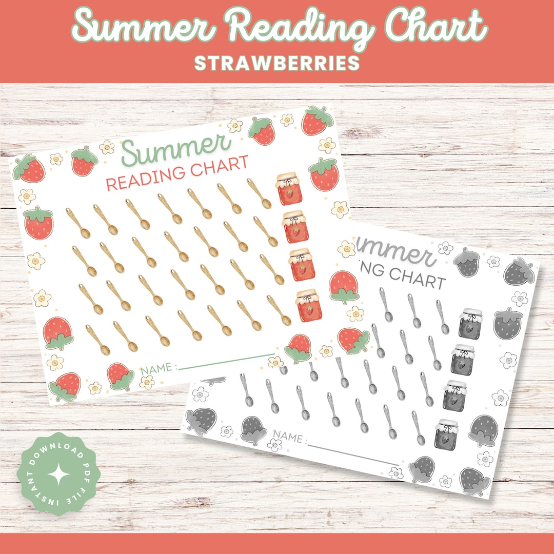 Summer Reading Chart for Kids, Summer Reading Log, Summer Reading Chart ...