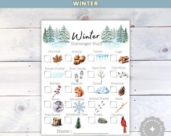 Winter Scavenger Hunt Activity for Kids Winter Activity for Children ...