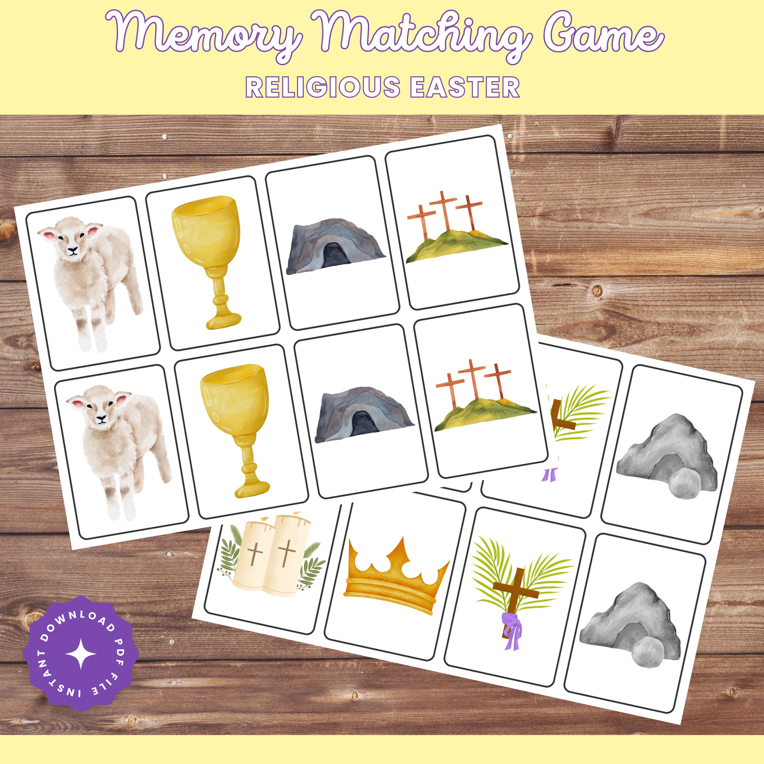 Religious Easter Memory Matching Game: Printable Flash Cards (digital ...